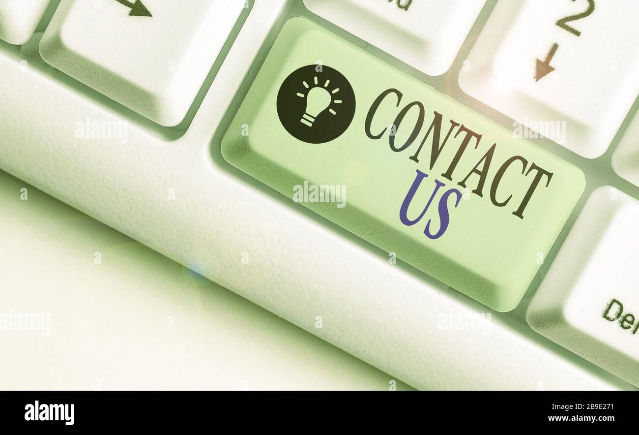 Writing note showing Contact Us. Business concept for Term used to ...