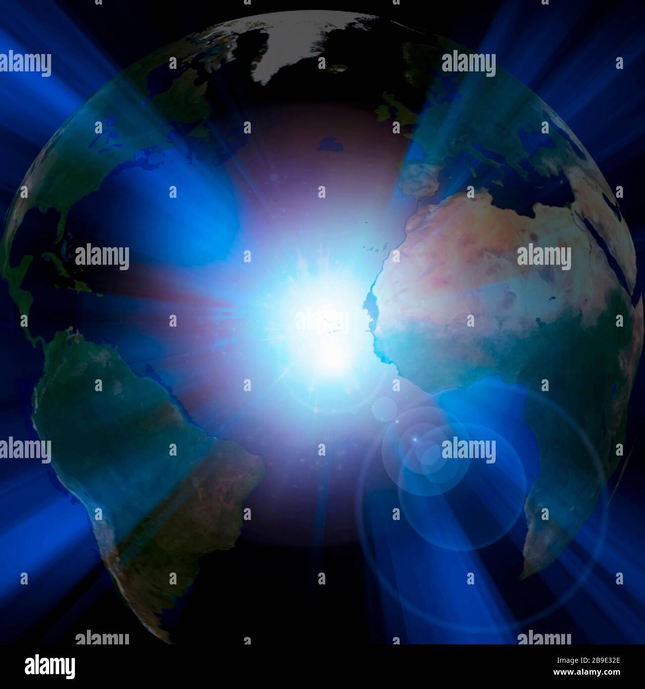 Planet Earth and bright ray of light Stock Photo - Alamy