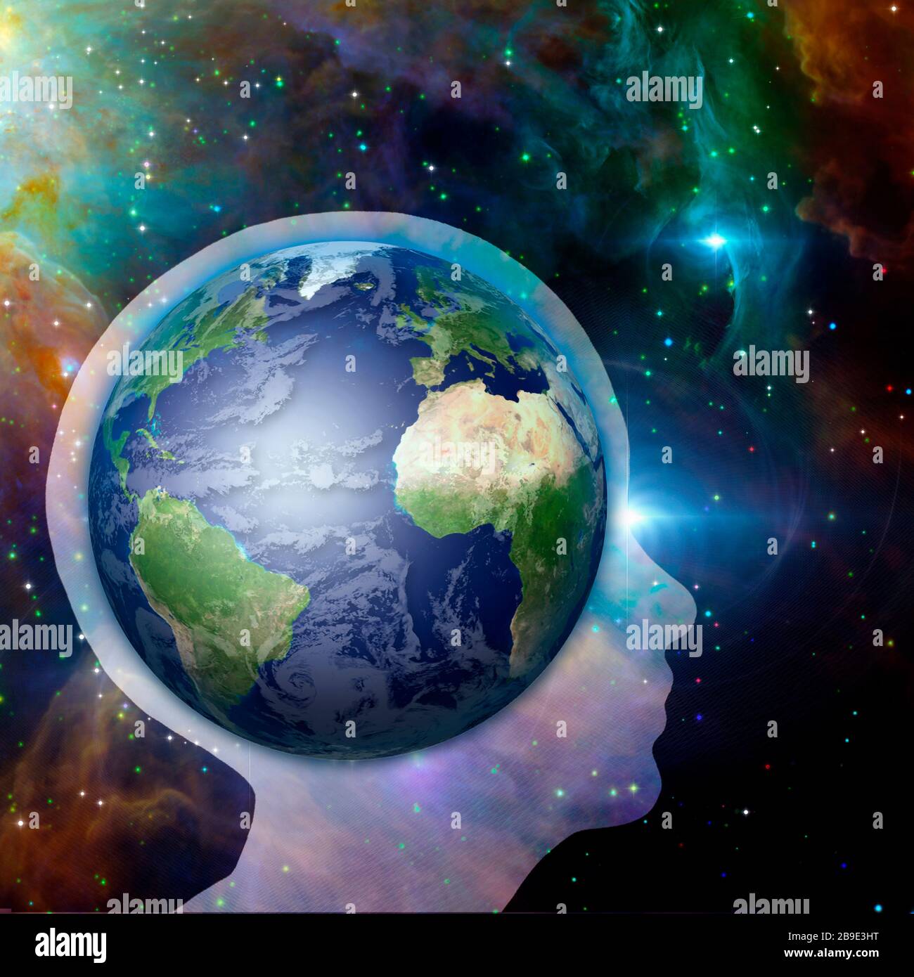 Cosmos inside brain stars hi-res stock photography and images - Alamy