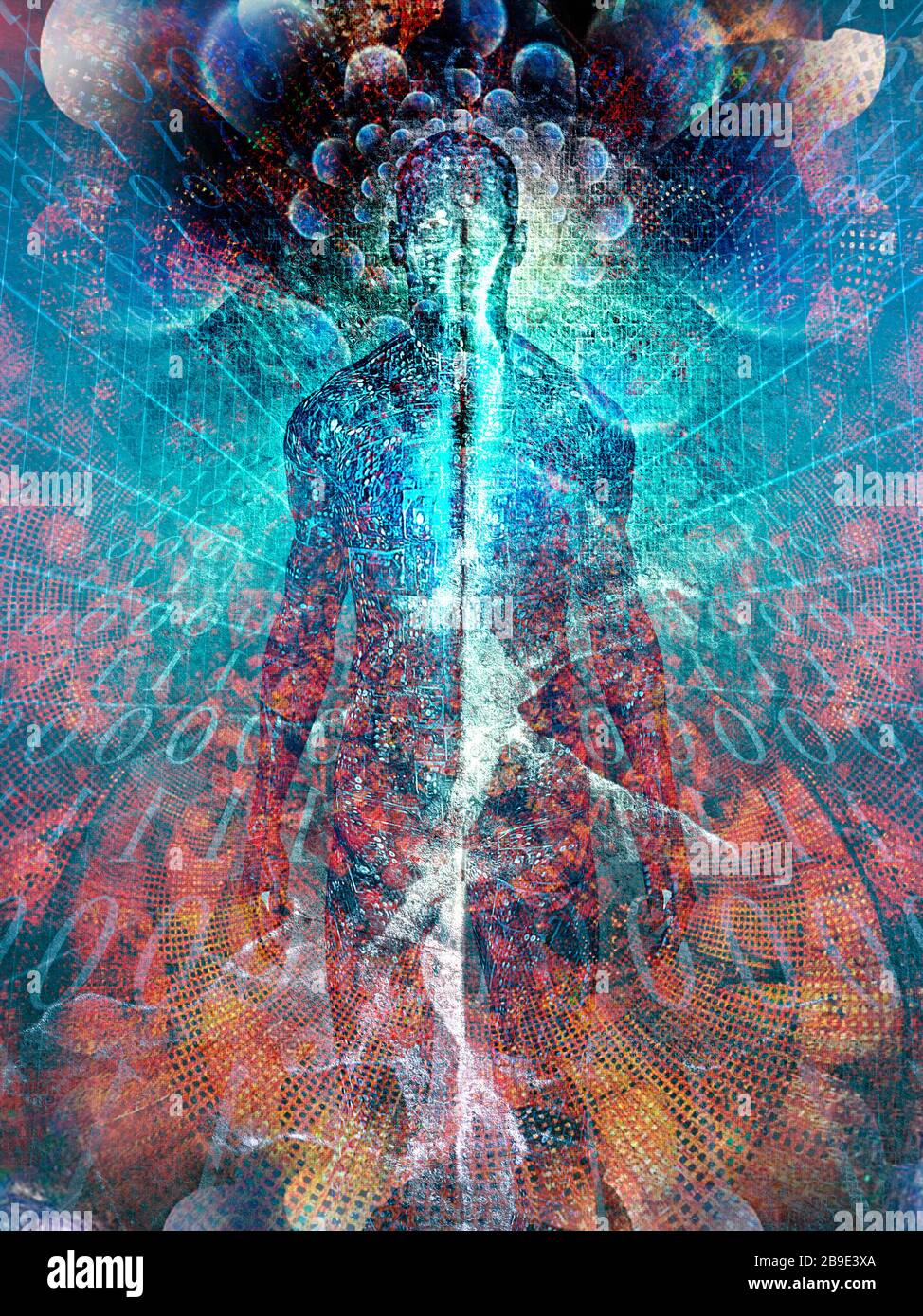 Spirit emerges from binary code in space Stock Photo - Alamy