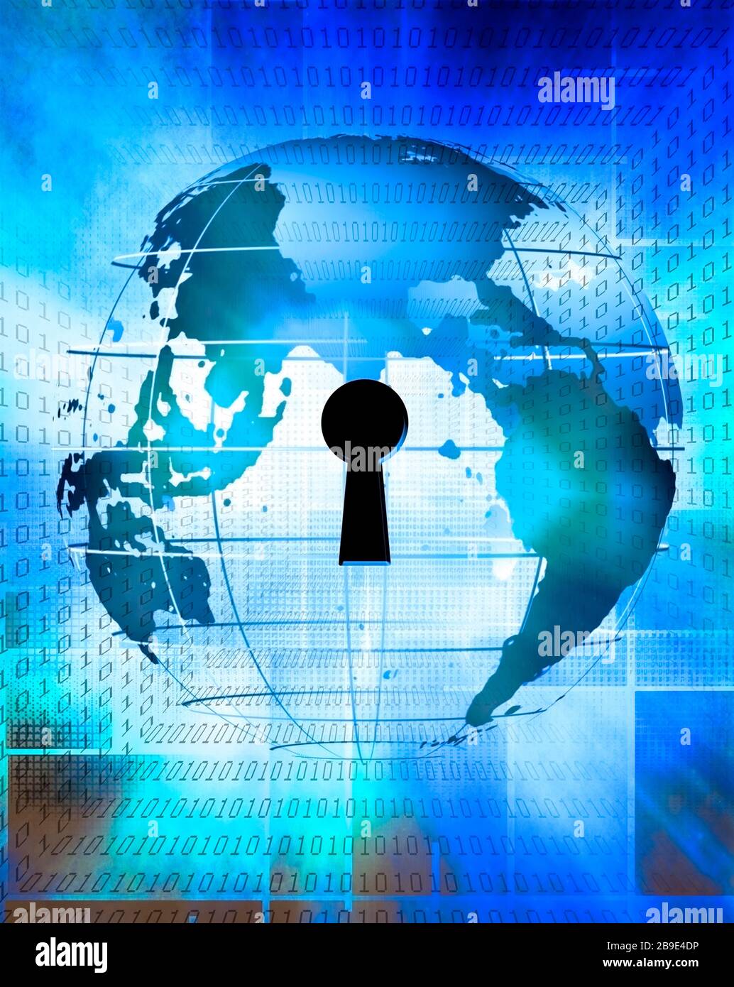 Earth, binary code and key hole Stock Photo - Alamy