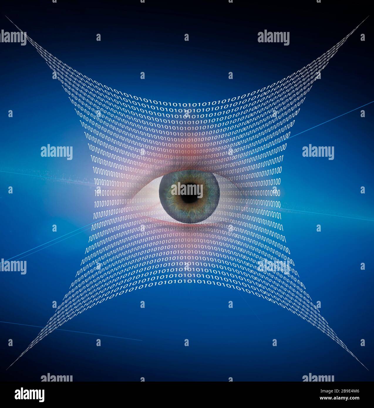 Eye and web composed of binary code Stock Photo - Alamy