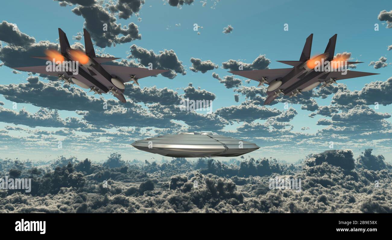 Military jets pursue UFO Stock Photo - Alamy