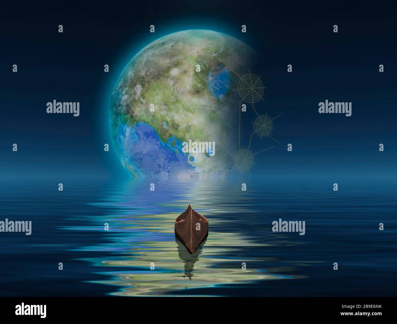 Terraformed moon seen from Earth Stock Photo - Alamy