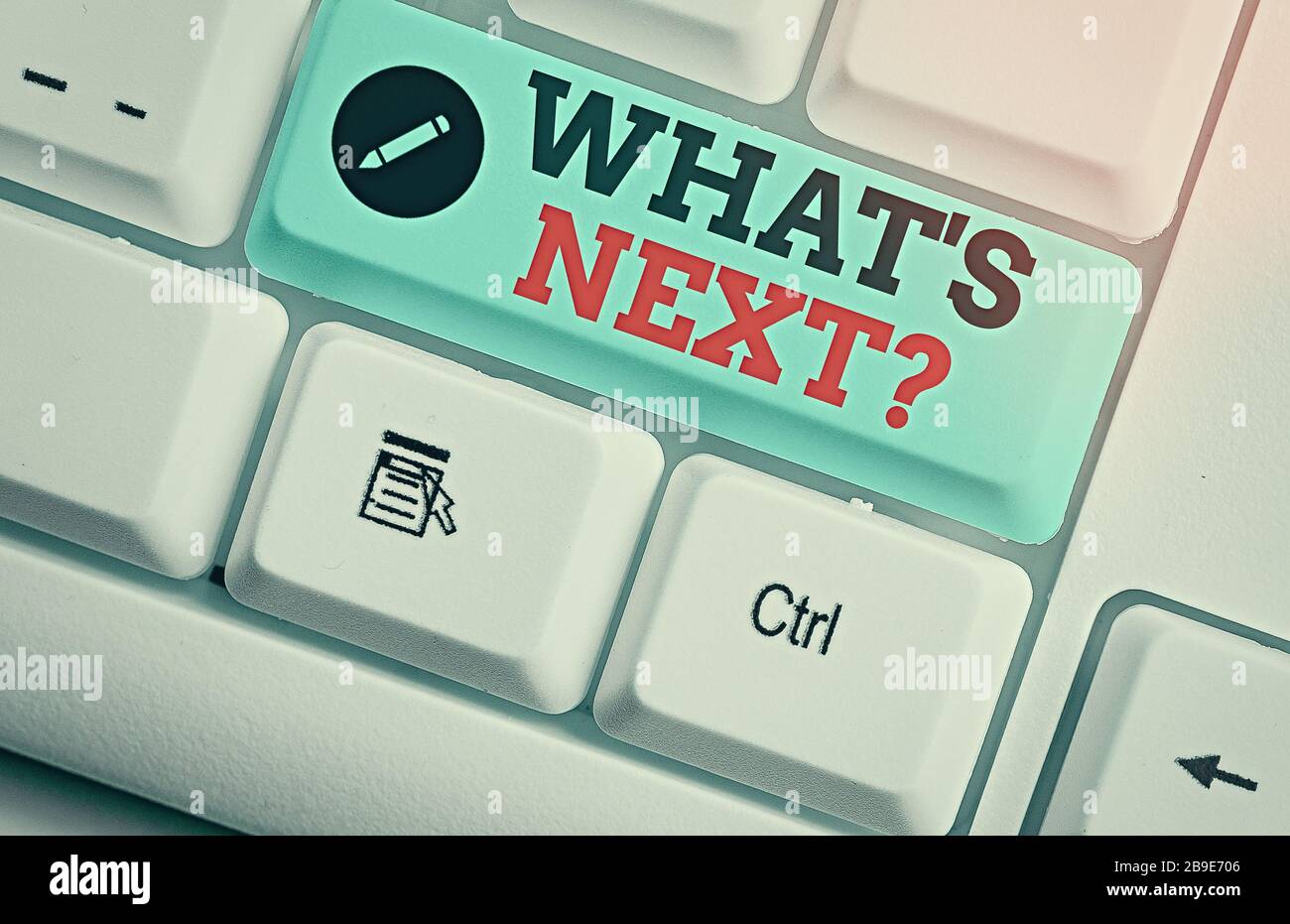 Writing note showing Whats Next Question. Business concept for asking ...