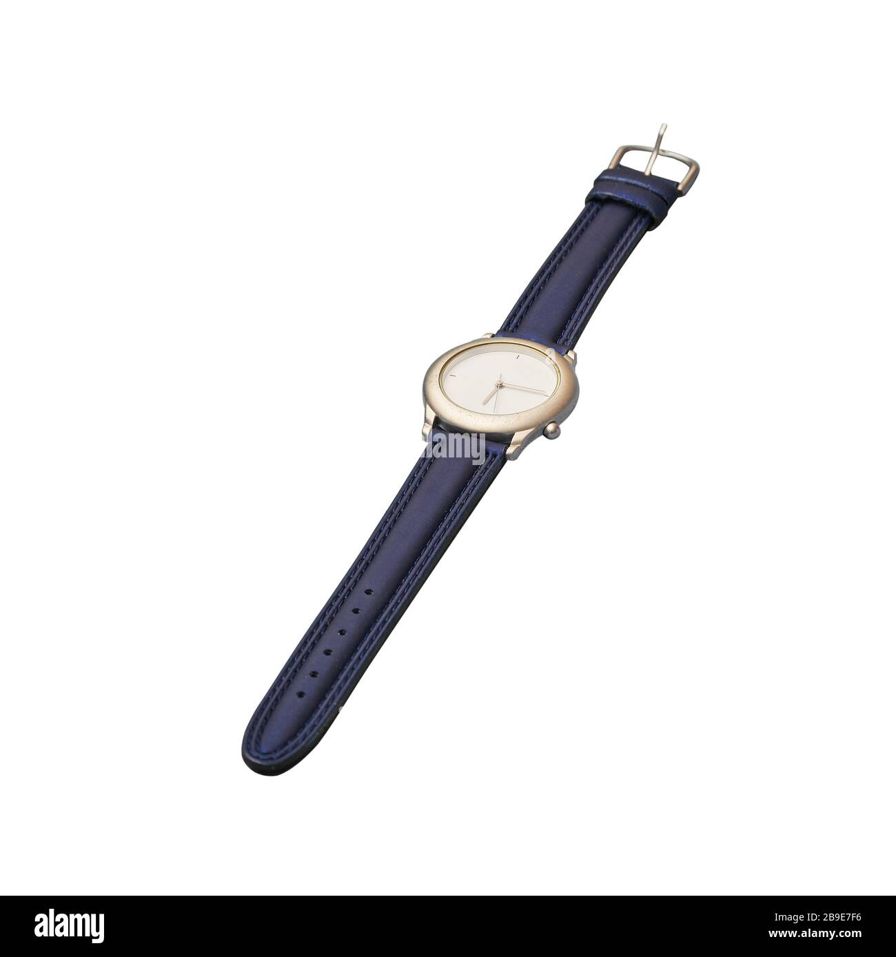 new watch with a leather strap with arrows on the dial time 6:15. blue ...