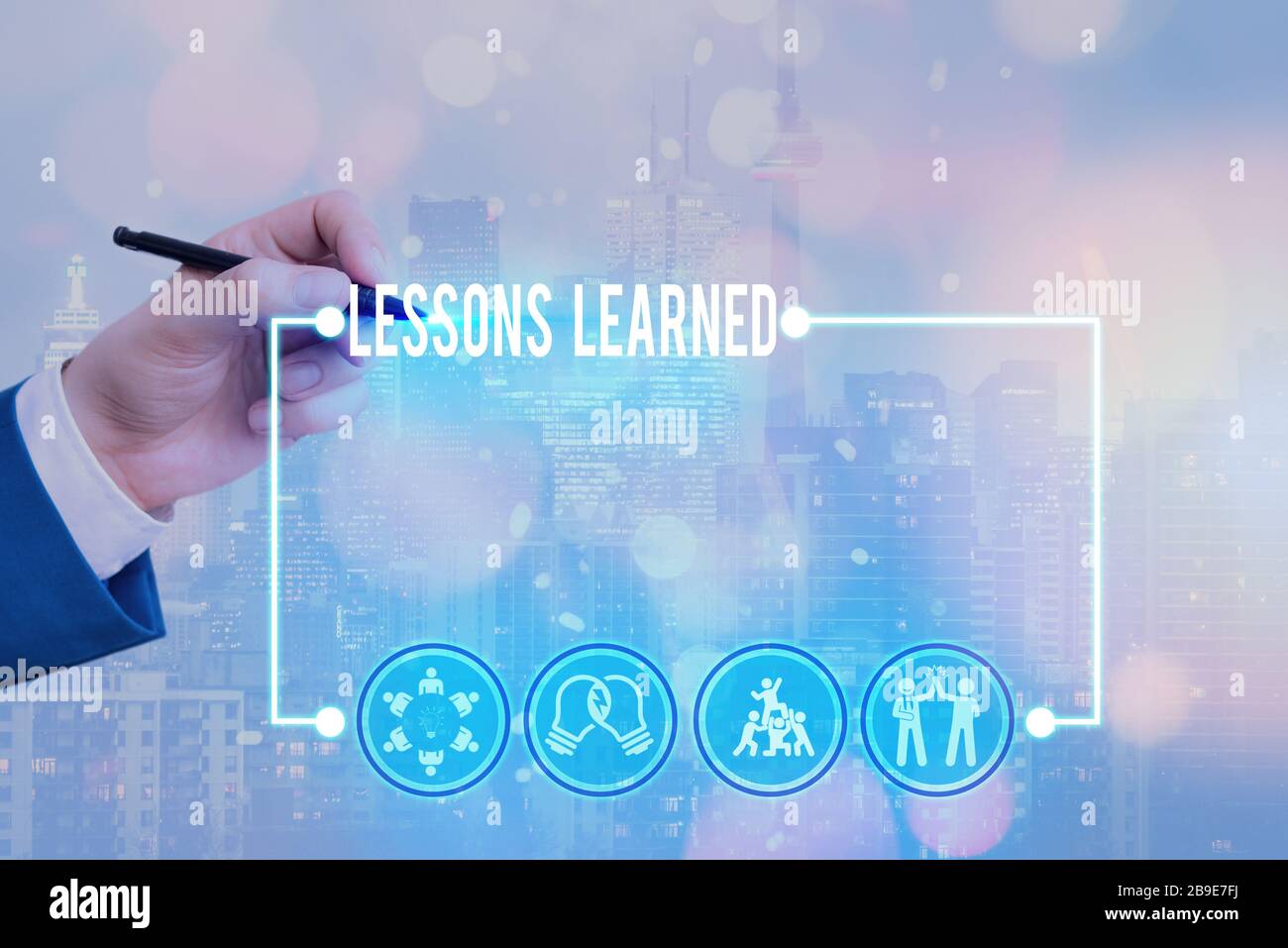 Word writing text Lessons Learned. Business photo showcasing experiences distilled project that ...