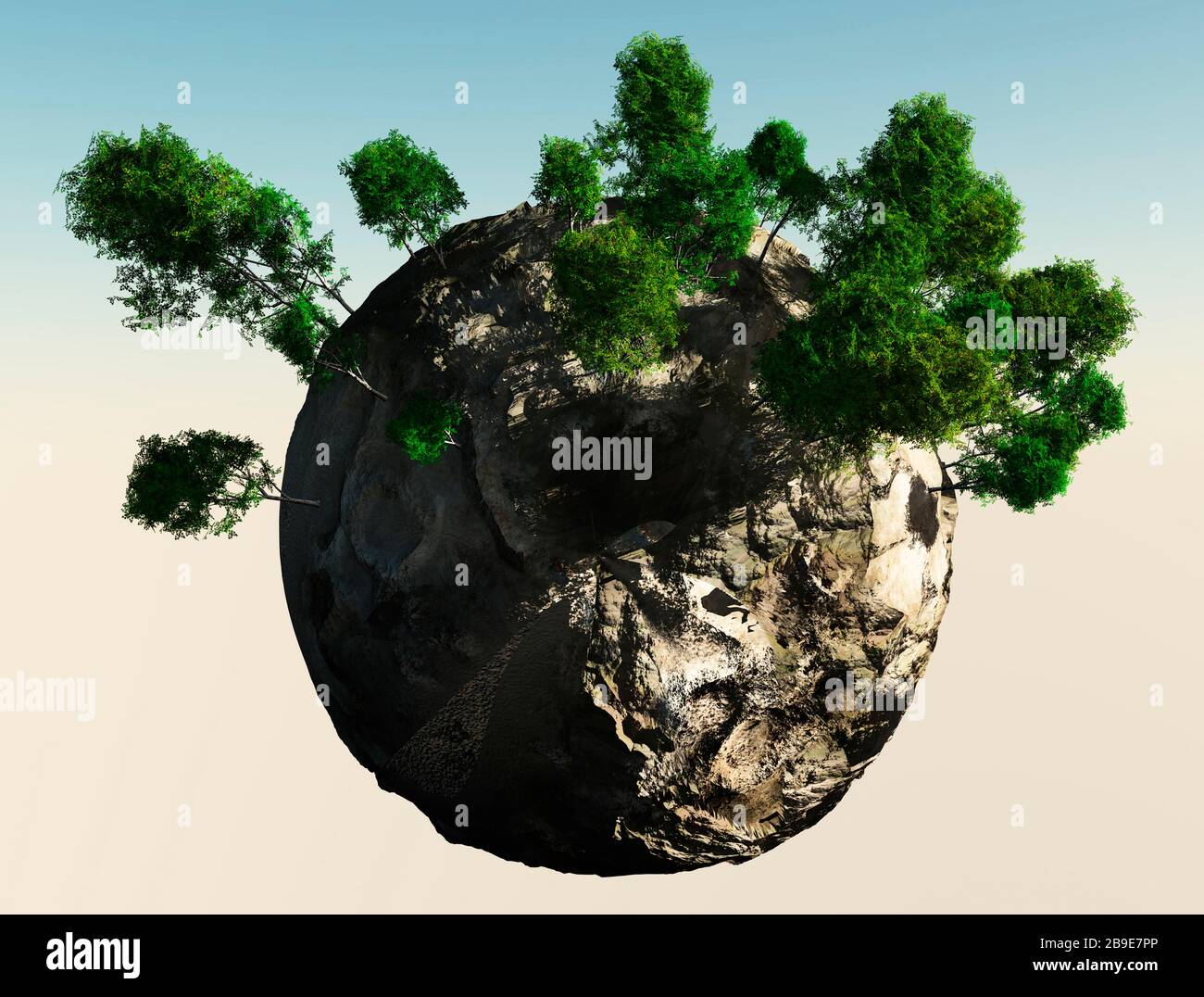 Small planet with trees Stock Photo - Alamy