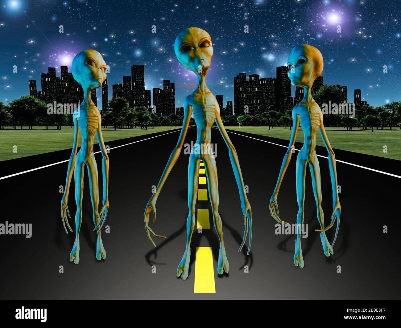 Alien night road hi-res stock photography and images - Alamy