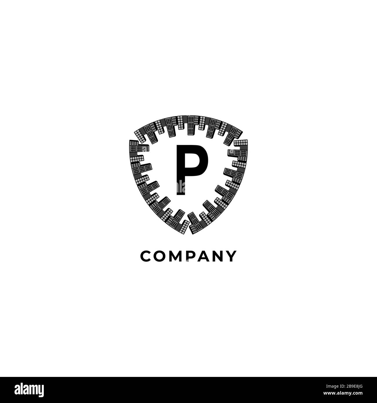 Letter P Alphabet Logo Design Template isolated on white background ...