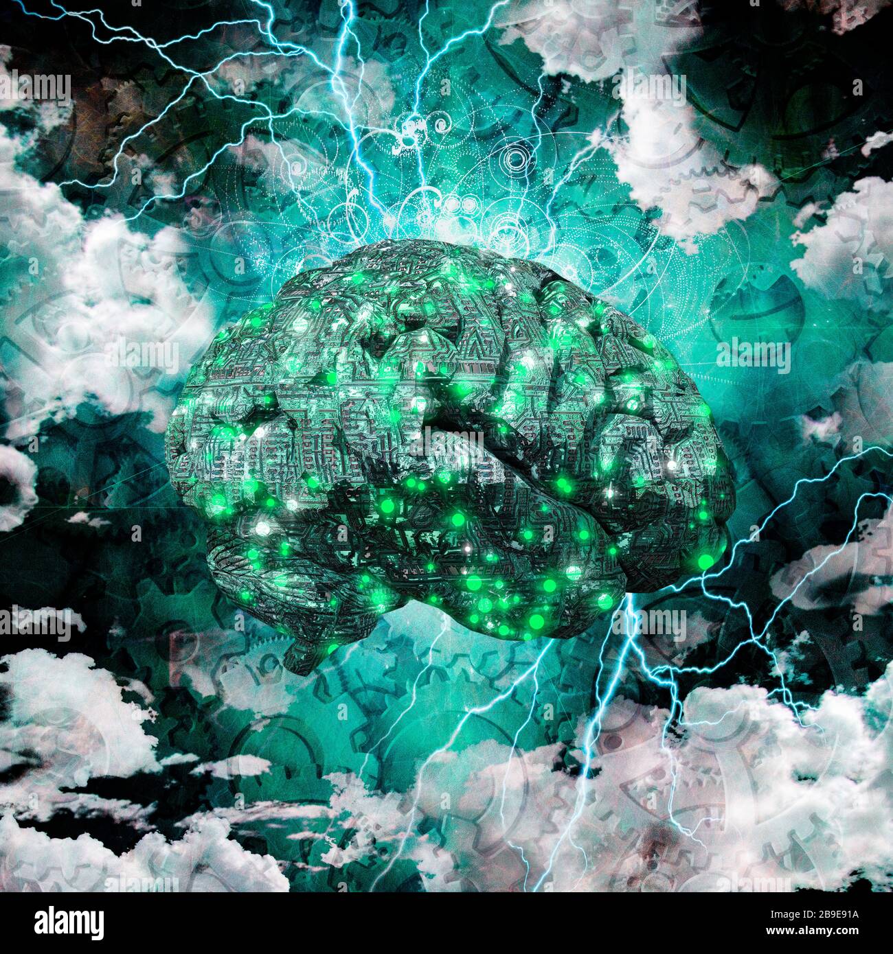 Futuristic digital art of a machine brain Stock Photo - Alamy