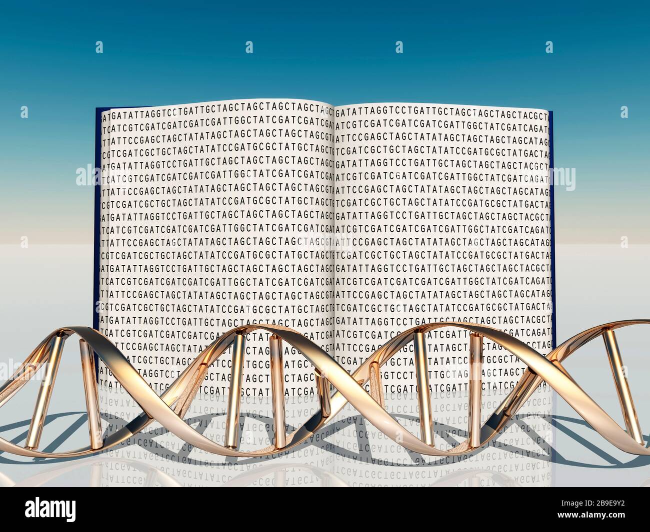 Book with genetic code and strand of DNA Stock Photo - Alamy