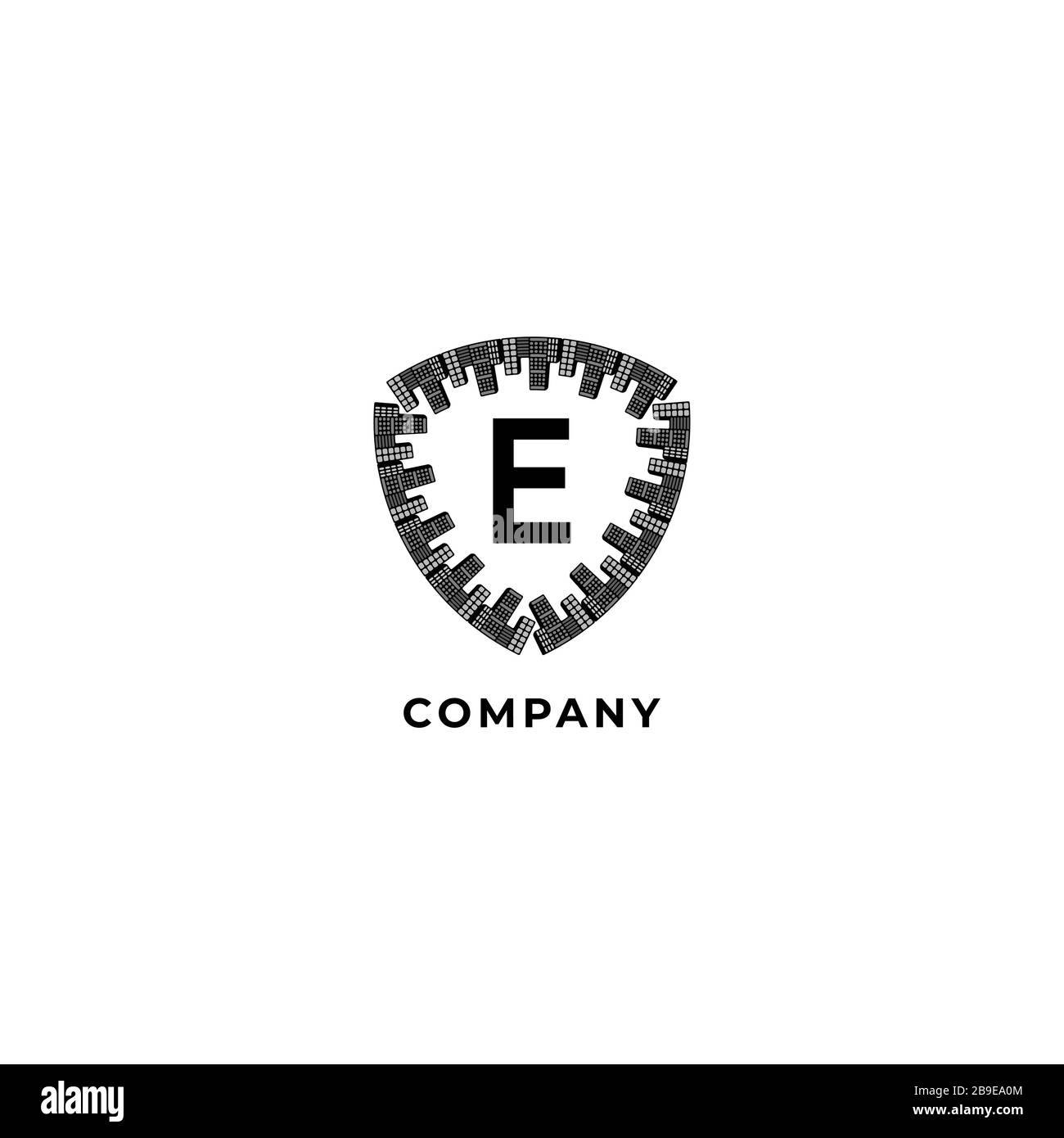 Letter E Alphabet Logo Design Template. Town shield illustration ...