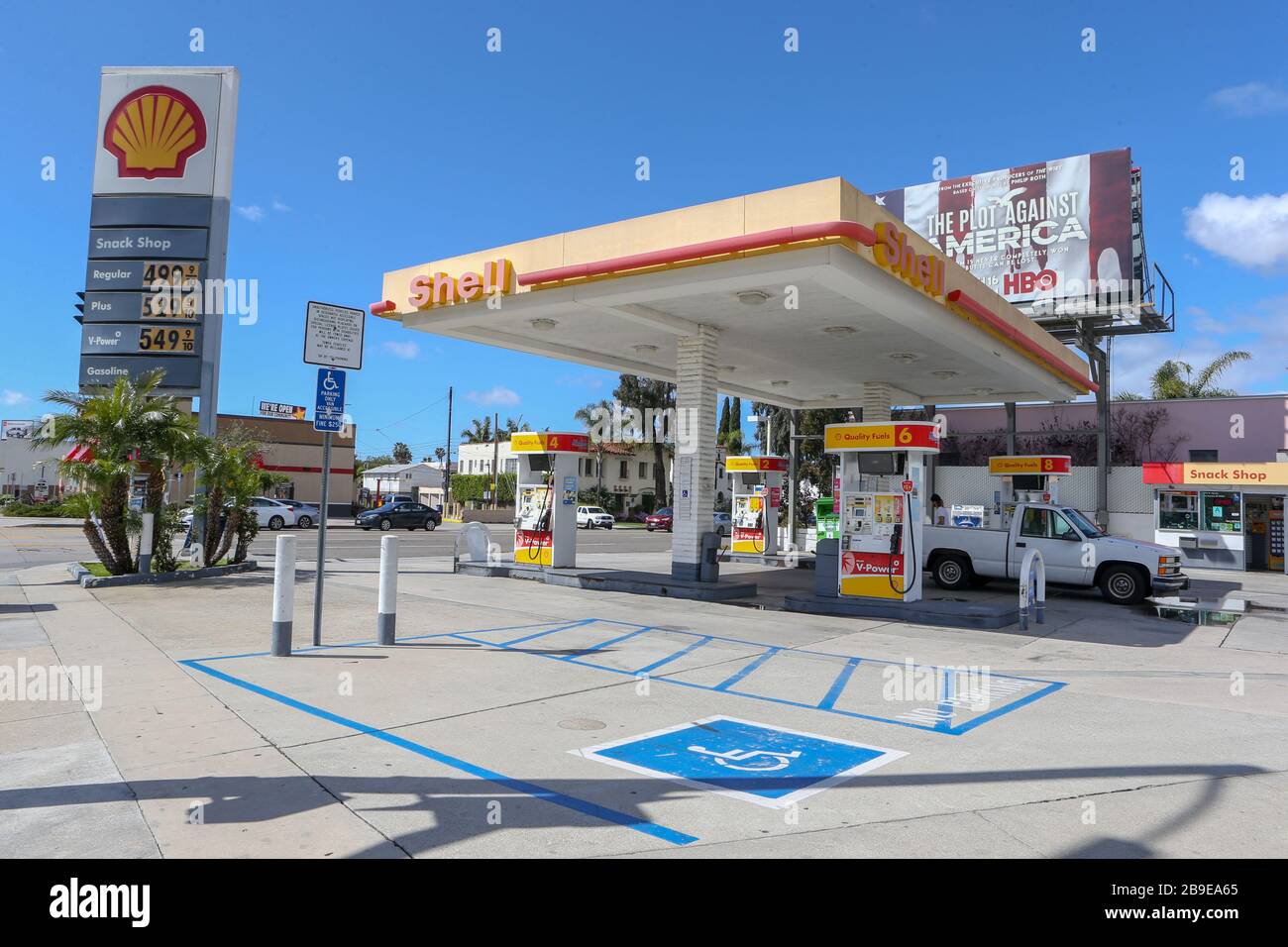 General view of gas prices at Shell Gas Station located at 6101 W ...
