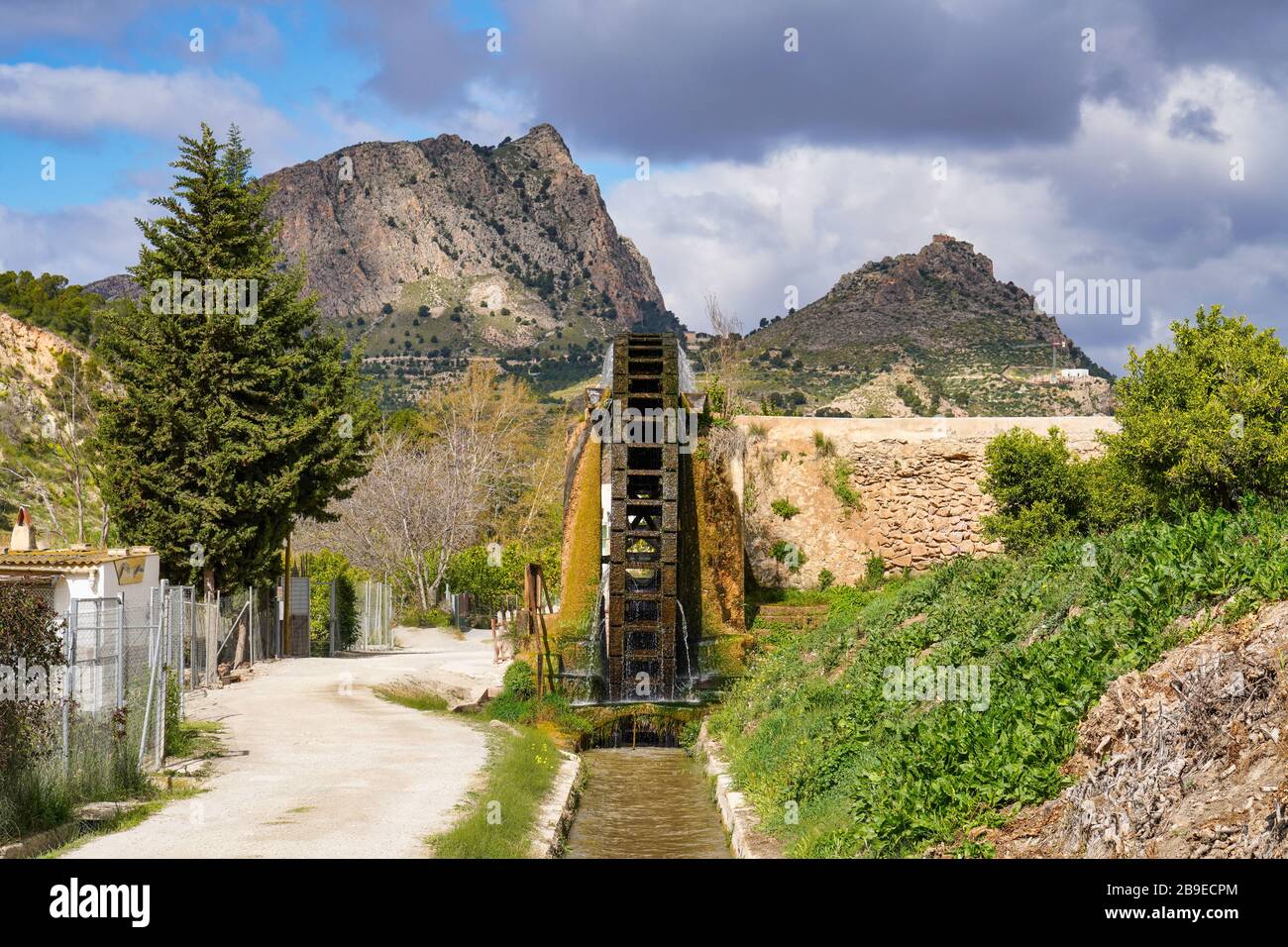 Ancient arabic mill, water noria at Abaran village in Murcia region ...