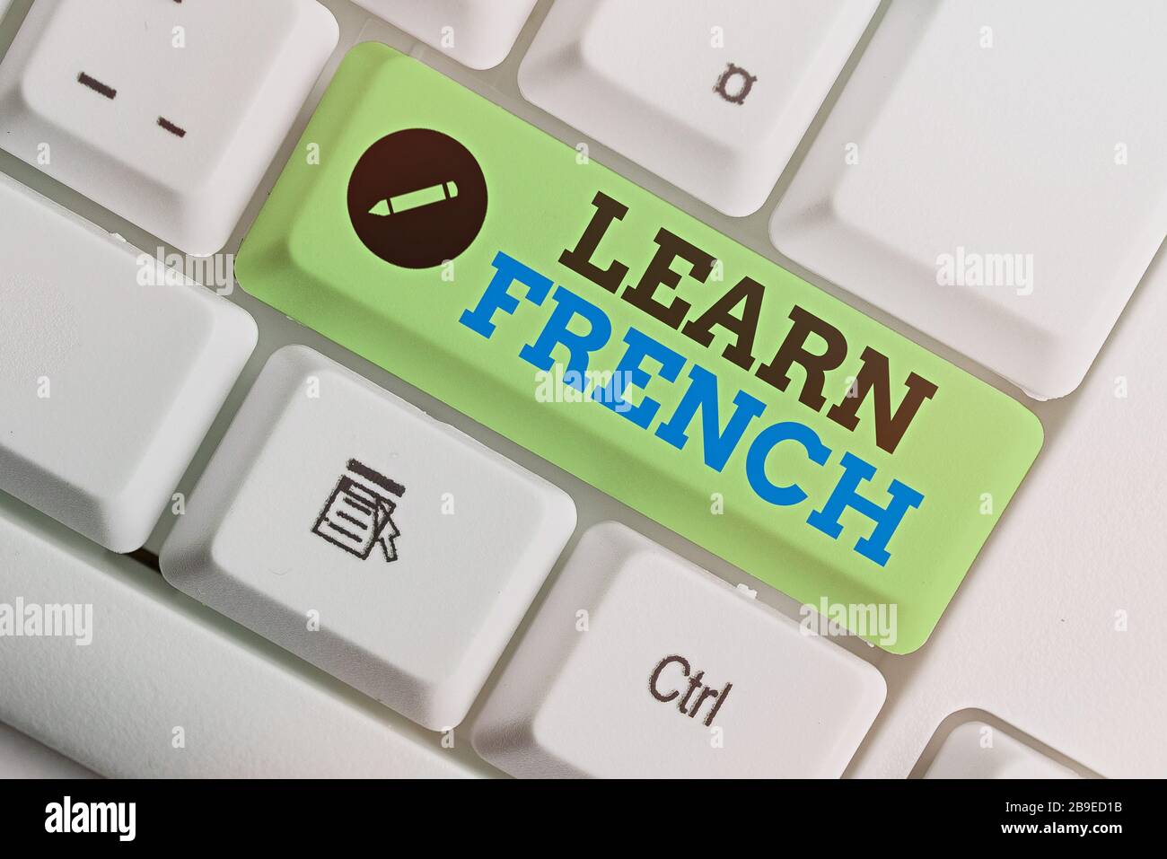 Writing note showing Learn French. Business concept for get knowledge ...