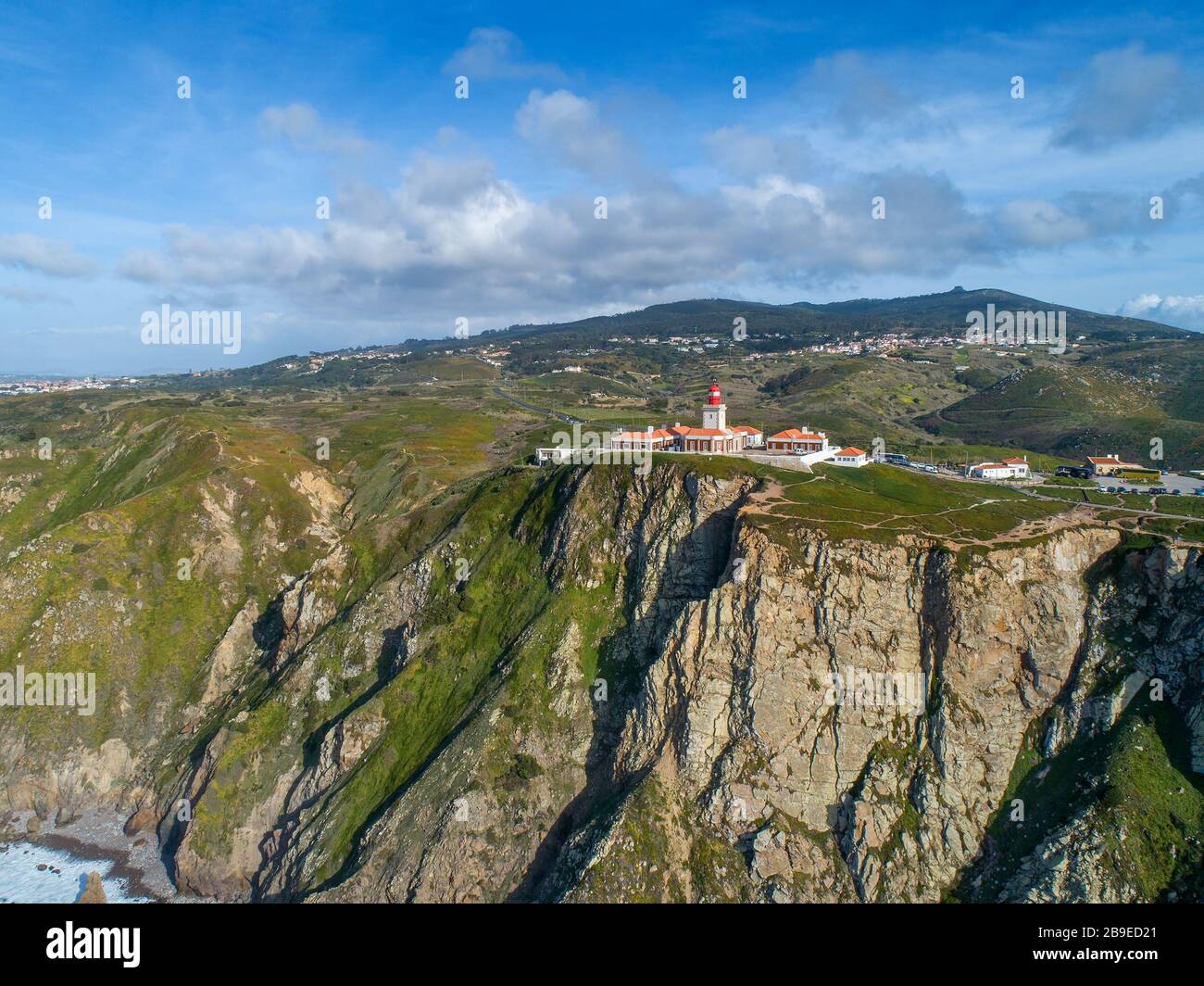 Aerial view of lighthouse at Cape Roca Stock Photo - Alamy