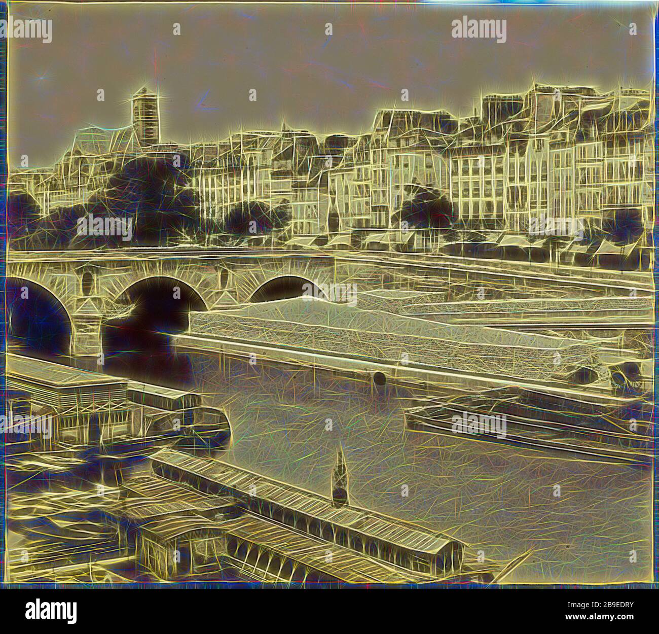 Le Pont Marie, et les quais des Celestins, vus du quai d'Anjou, Charles ...