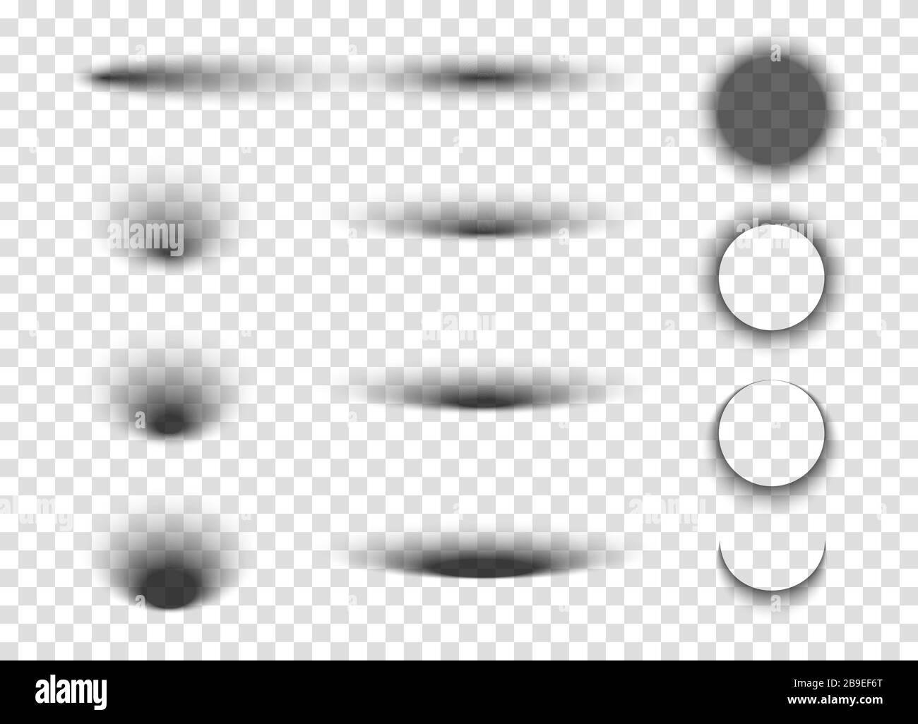 Transparent oval shadow with soft edges. Set of vector elements for ...