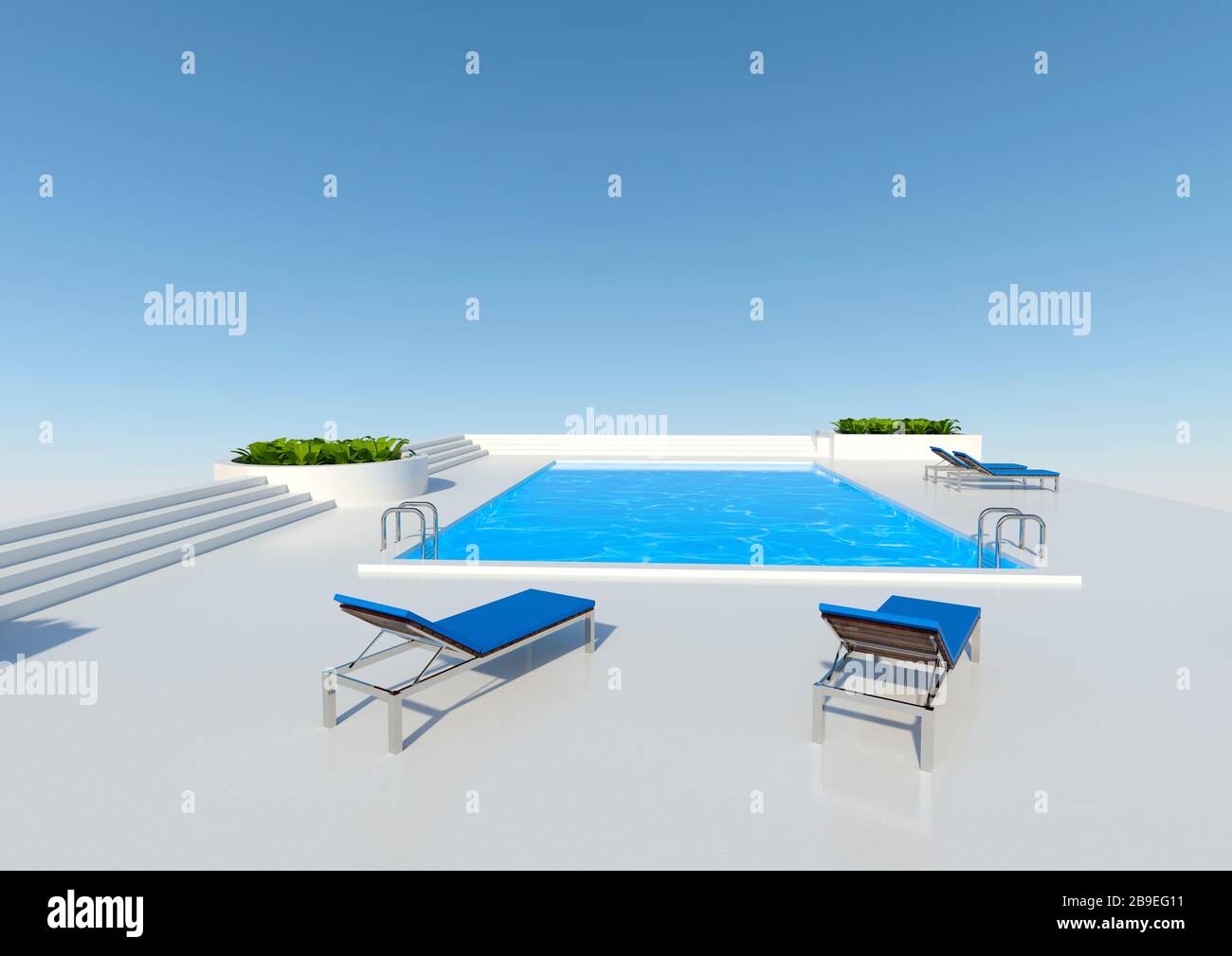 3D rendering of a luxury pool exterior Stock Photo - Alamy