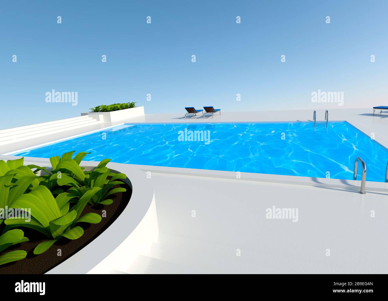 3D rendering of a luxury pool exterior Stock Photo - Alamy