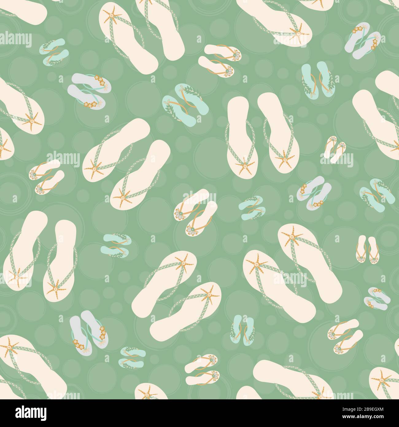 Flip flop shoe seamless vector pattern background. Pretty pairs of sandals with tropical flower ...