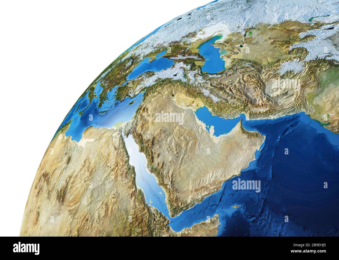 Detailed Earth globe close-up of the Middle East area Stock Photo - Alamy