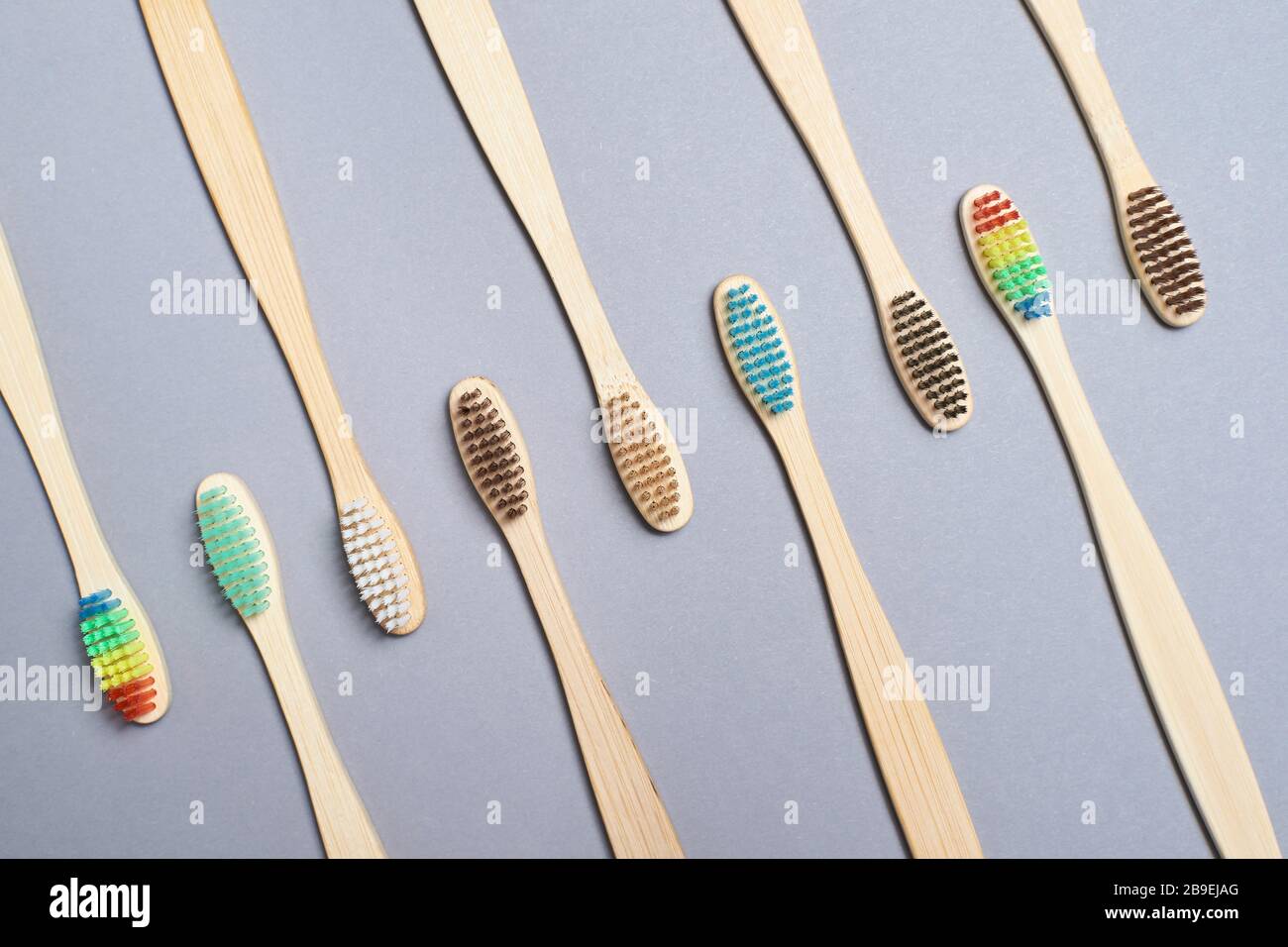 Set of bamboo toothbrushes. Different color Stock Photo - Alamy