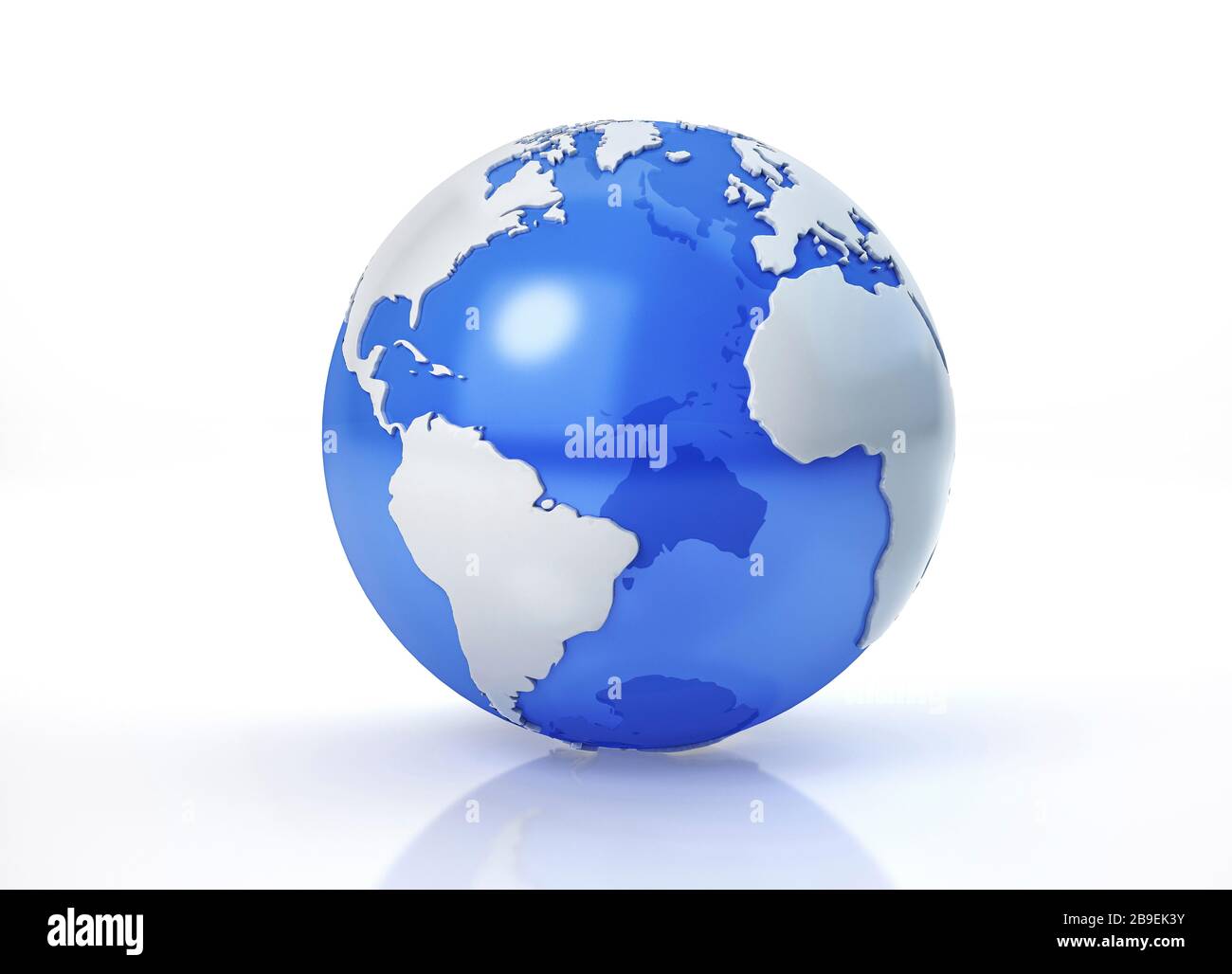 Stylized Earth globe, Atlantic view with grey continents Stock Photo ...