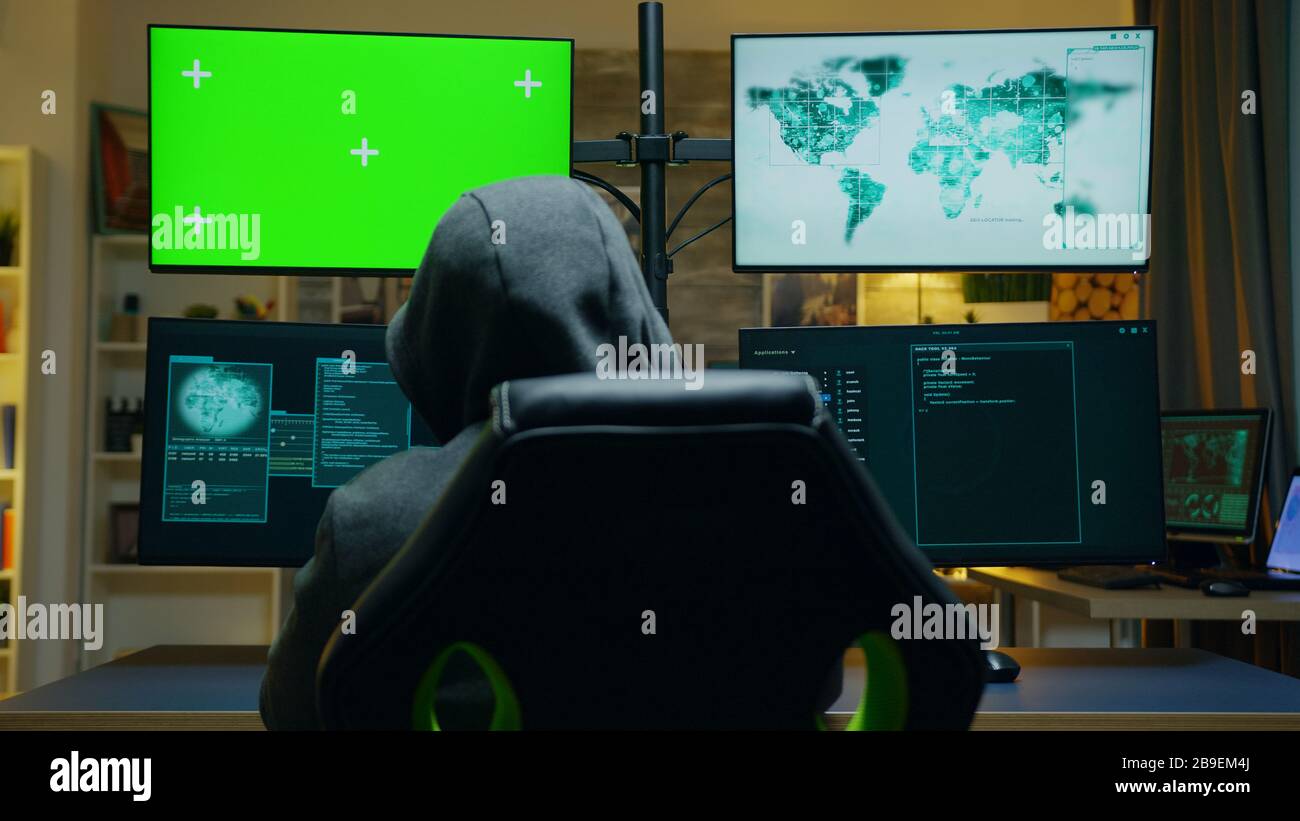 Back view hacker wearing hi-res stock photography and images - Alamy