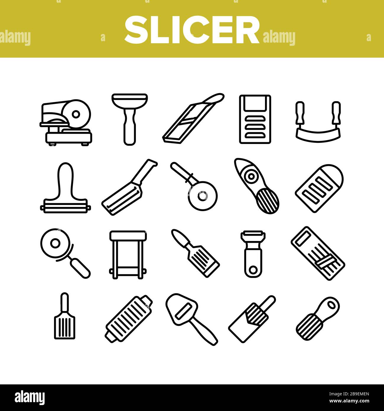 Slicer Kitchenware Collection Icons Set Vector Stock Vector Image & Art ...