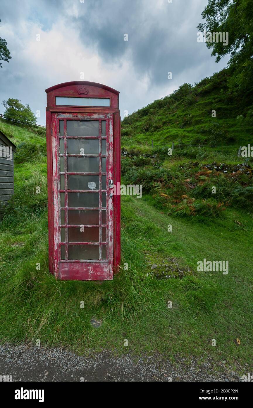 Old red phone booth in Scotland Stock Photo - Alamy