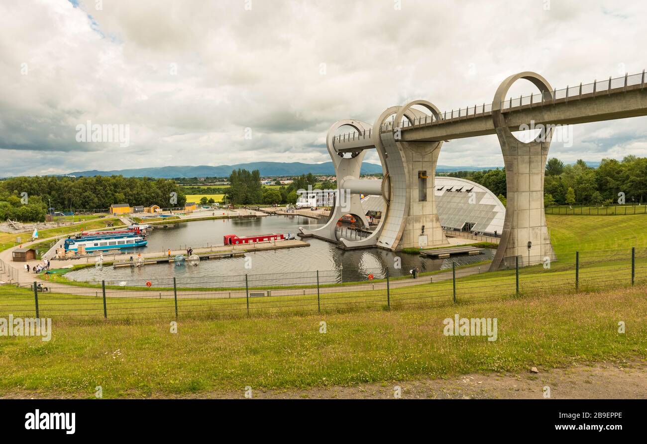 The Falkirk Wheel (2002) is a boat lift that connects the Union Canal ...