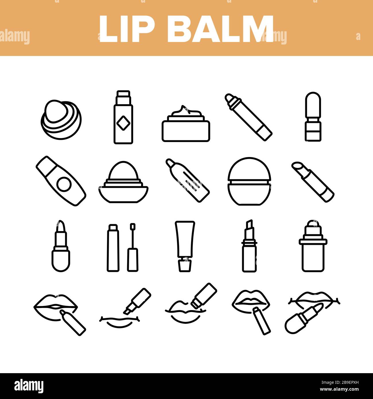 Lip Balm Cosmetic Collection Icons Set Vector Stock Vector Image & Art ...
