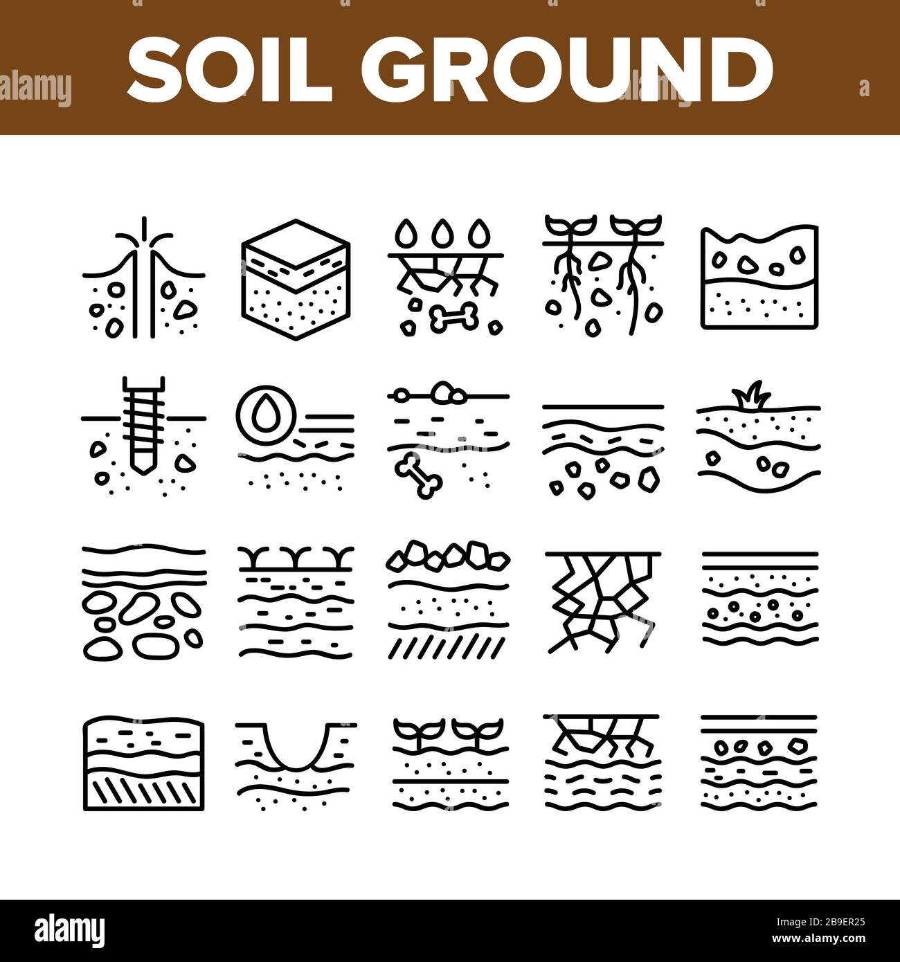 Soil Ground Research Collection Icons Set Vector Stock Vector Image ...