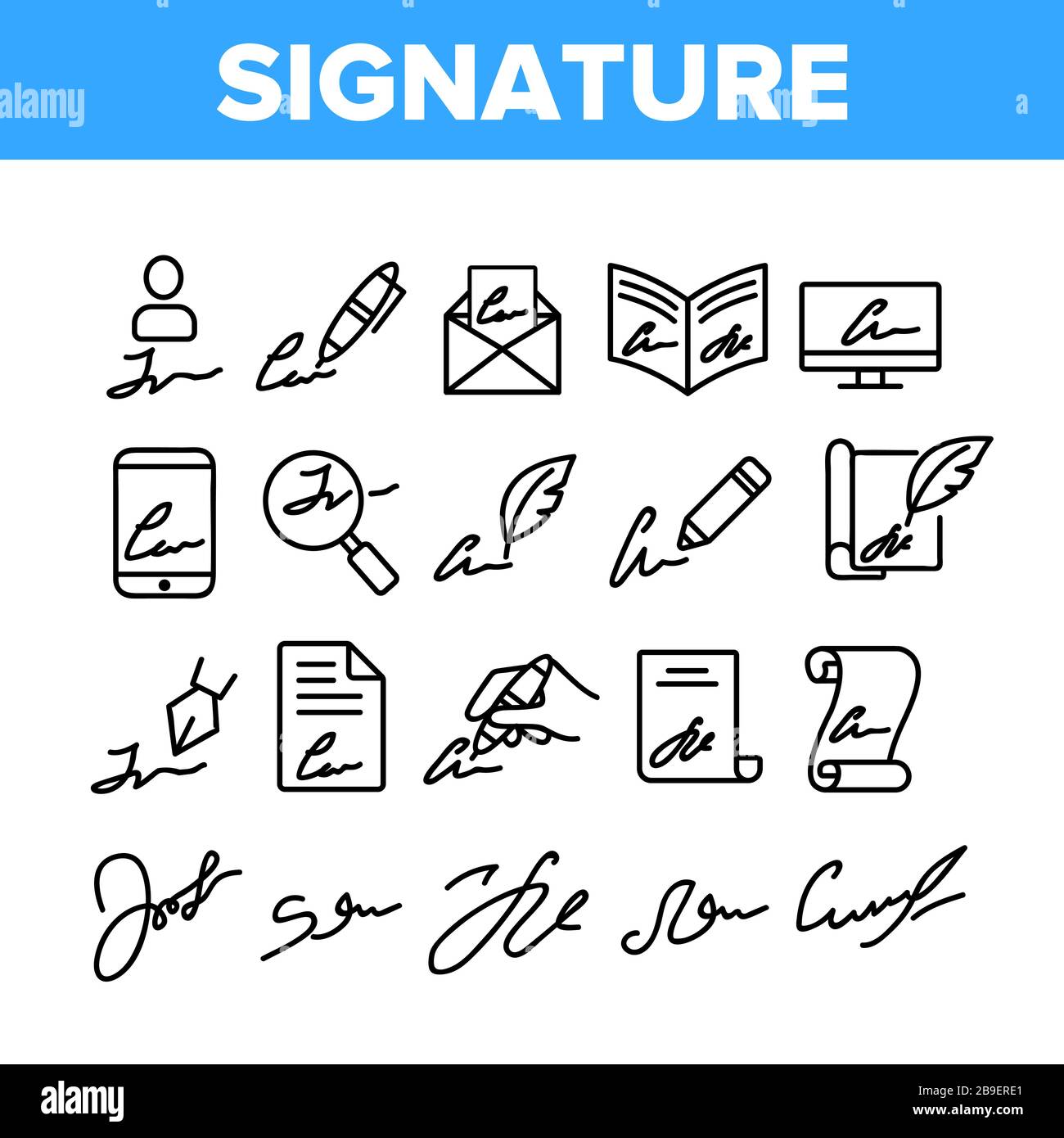 Signature Signing Collection Icons Set Vector Stock Vector Image & Art ...