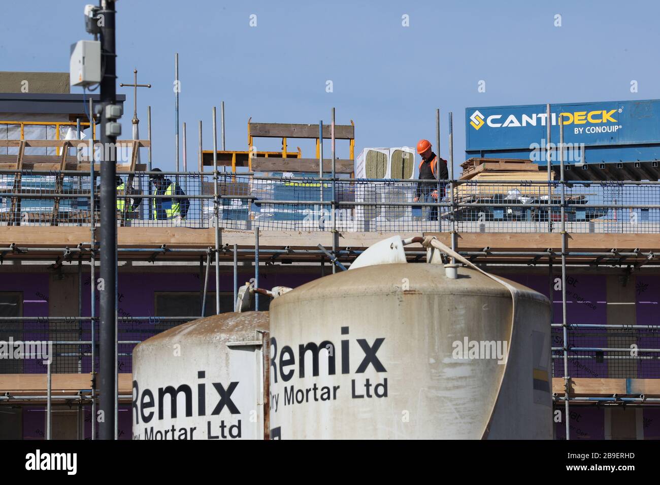 Construction workers waterside quarter development site hi-res stock ...