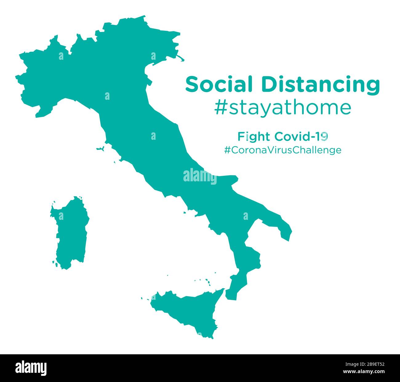 Italy map with Social Distancing #stayathome tag Stock Vector Image ...