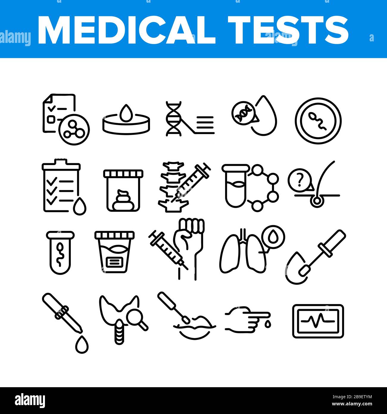Medical Test Analysis Collection Icons Set Vector Stock Vector Image ...