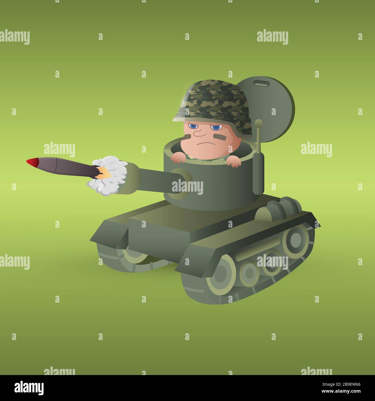 military baby drives a tank vector illustration Stock Vector Image ...