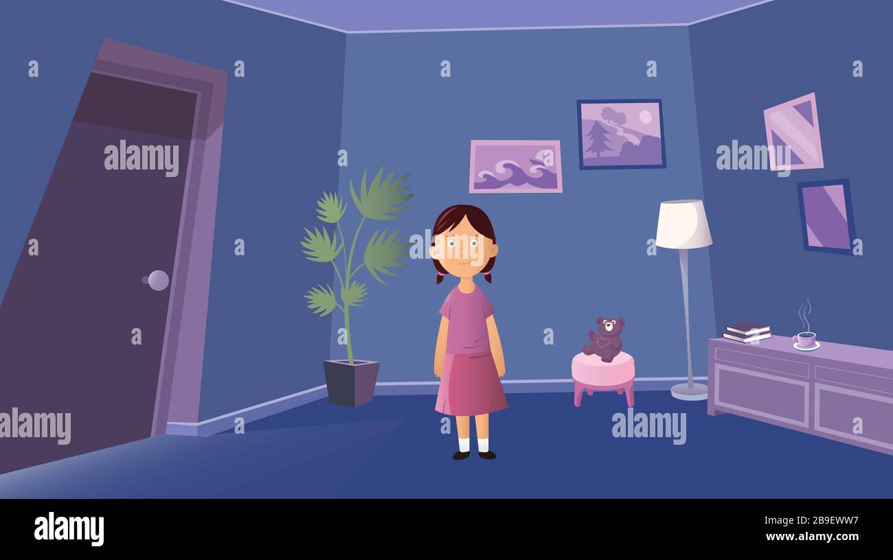 little girl in the room vector illustration Stock Vector Image & Art ...