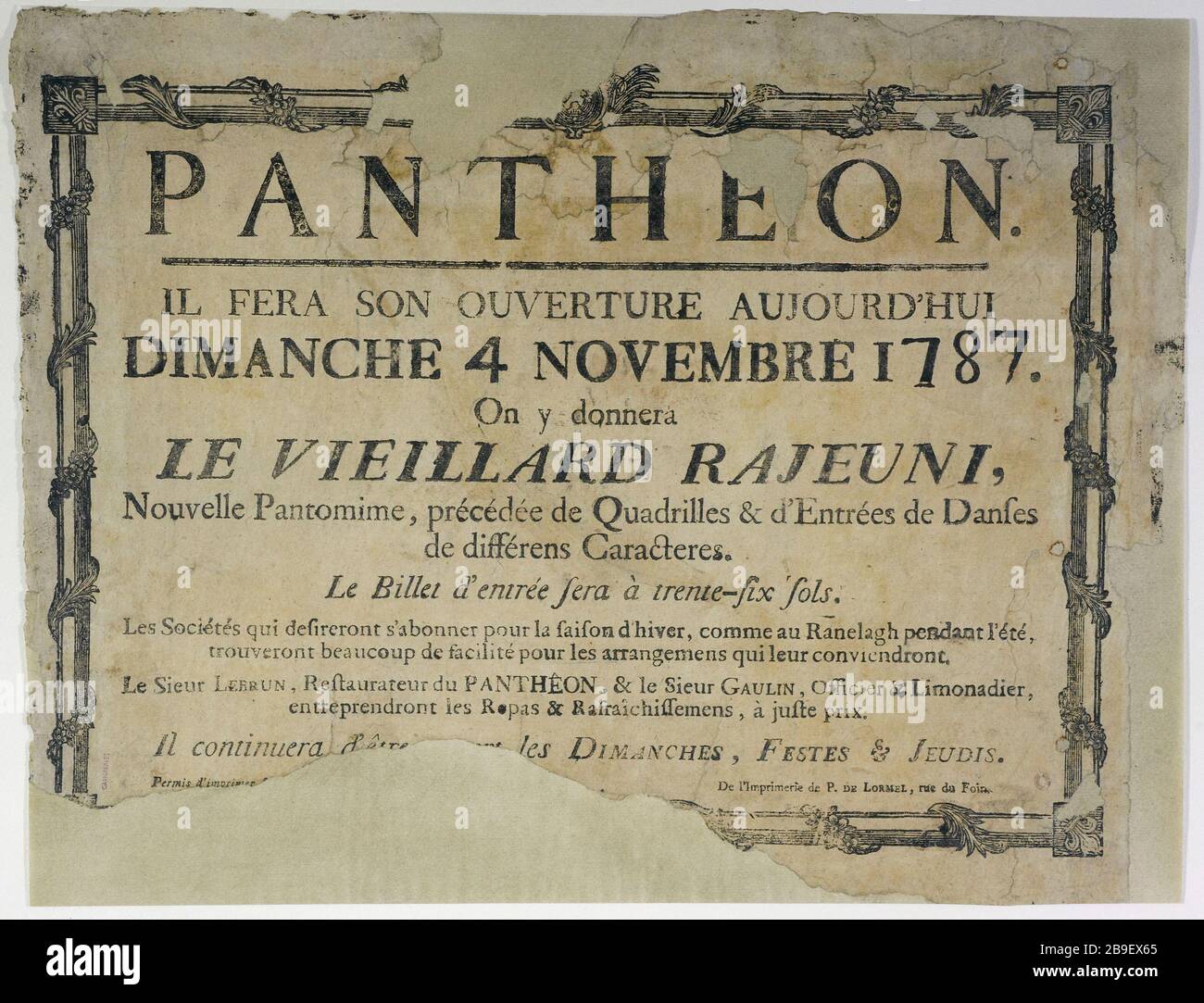 PANTHEON, REJUVENATED OLD, NEW PANTOMIME Delormel ou Pierre-Nicolas De ...