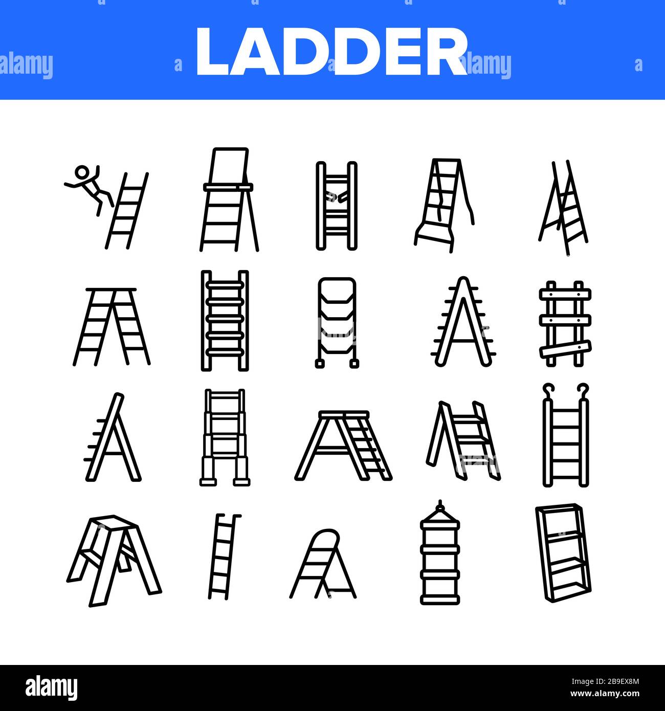 Ladder And Staircase Collection Icons Set Vector Stock Vector Image ...