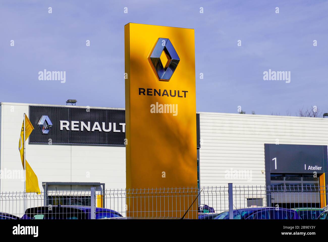 Bordeaux , Aquitaine / France - 01 09 2020 : renault car station sign ...