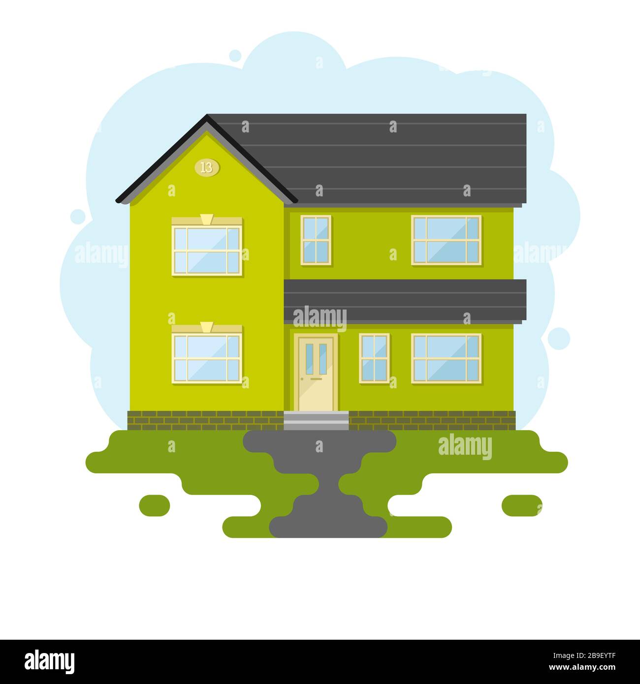 Stylish house against the sky and other elements of the environment ...