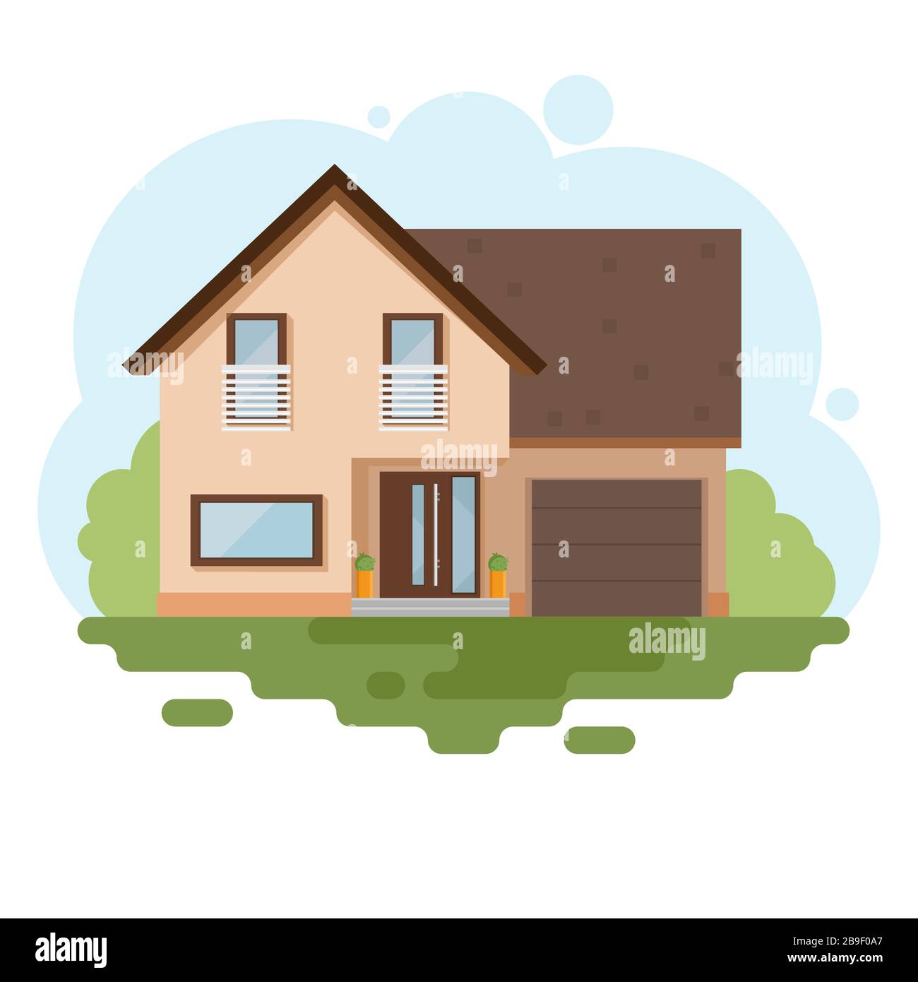 Stylish house against the sky and other elements of the environment ...