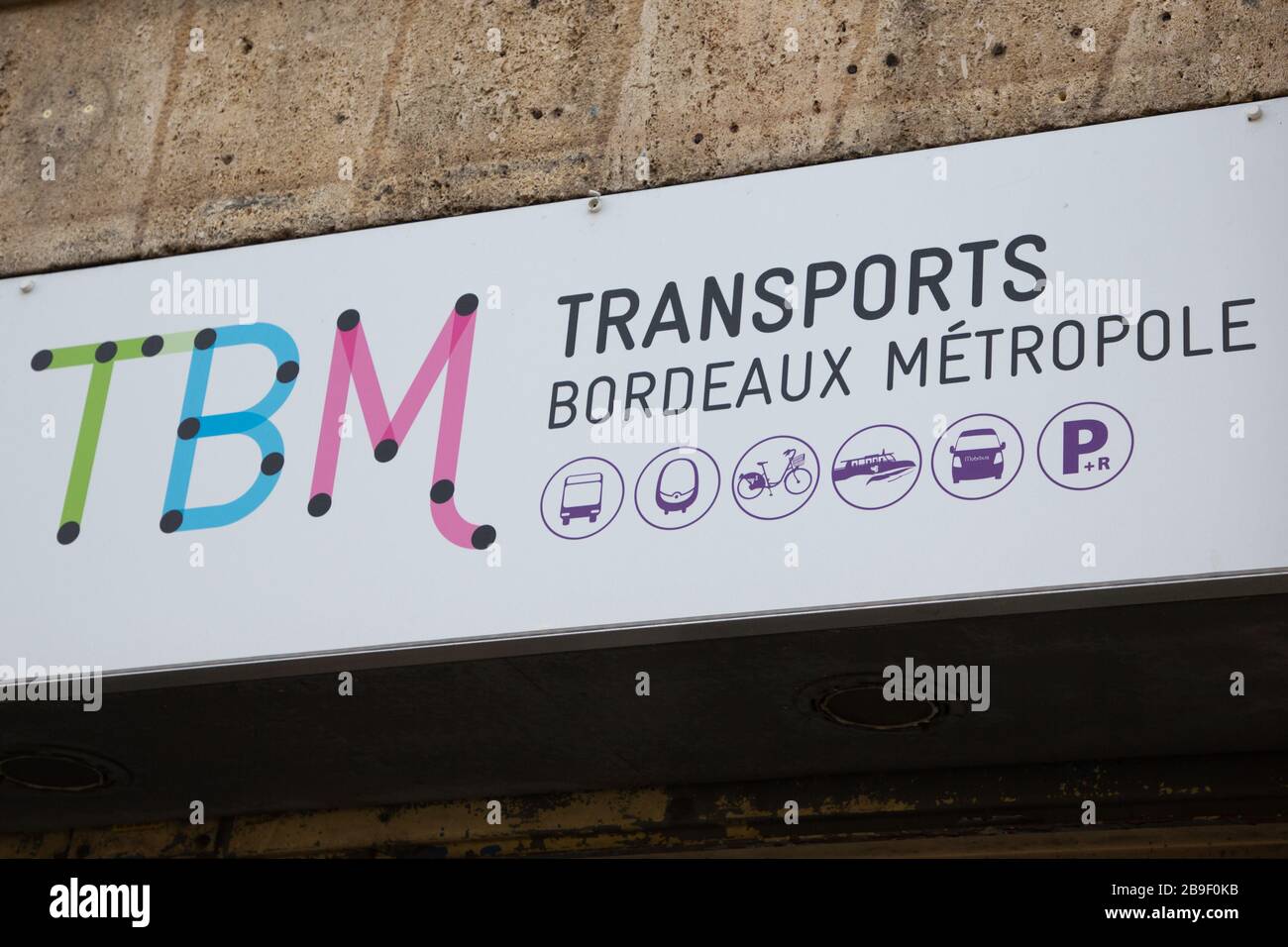 Bordeaux , Aquitaine / France - 03 07 2020 : tbm sign logo store public ...