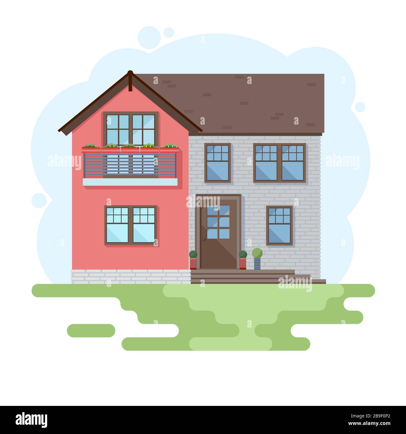 Stylish house against the sky and other elements of the environment ...