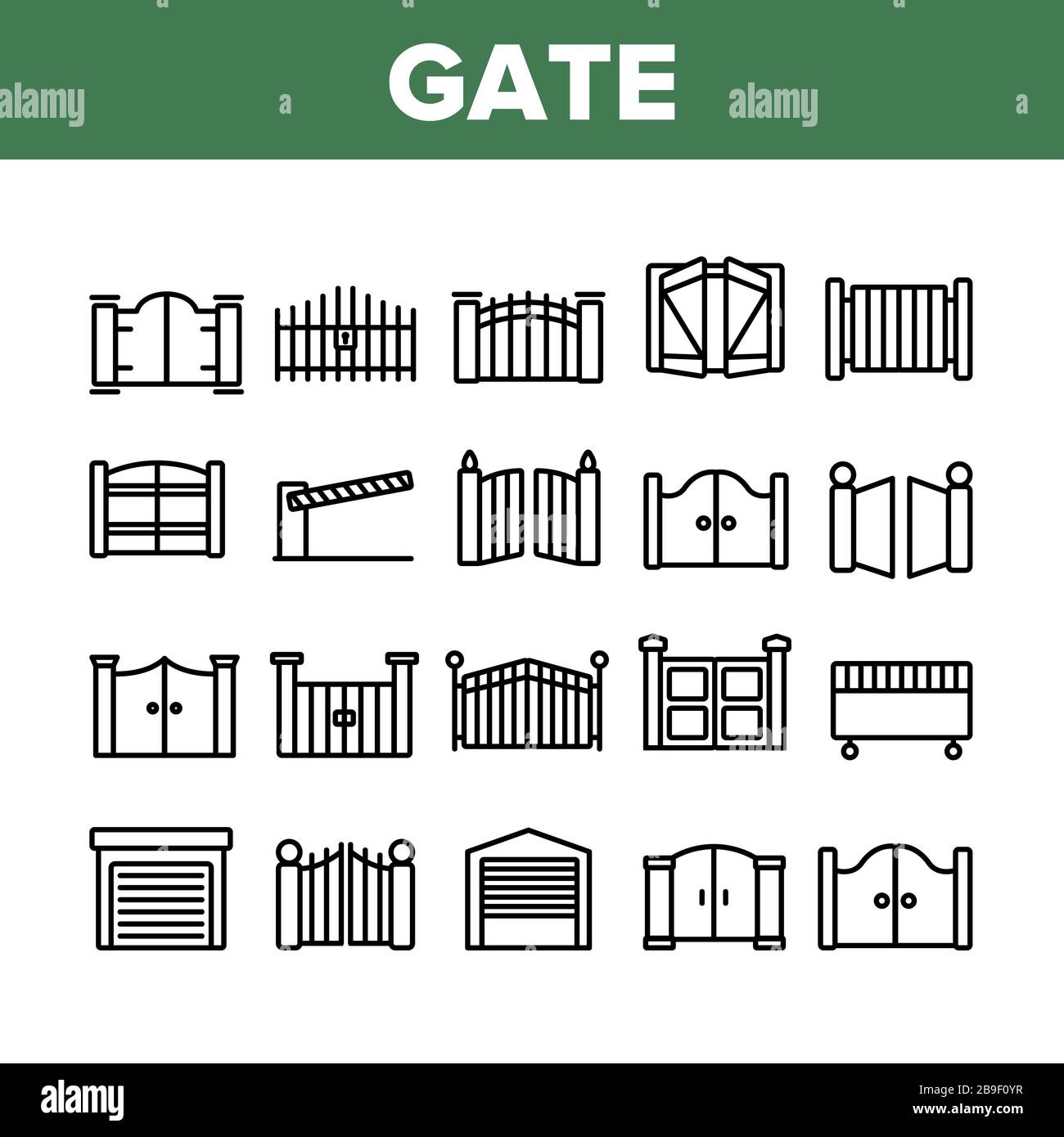 Gate Entrance Tool Collection Icons Set Vector Stock Vector Image & Art ...