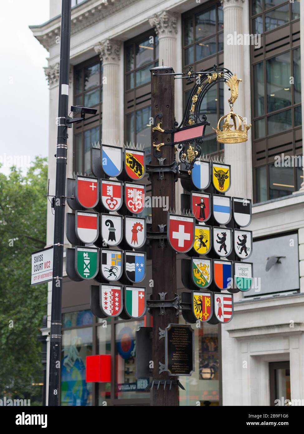 The Helvetic Cantons Insigna showing the Coats of Arms of all the Swiss ...
